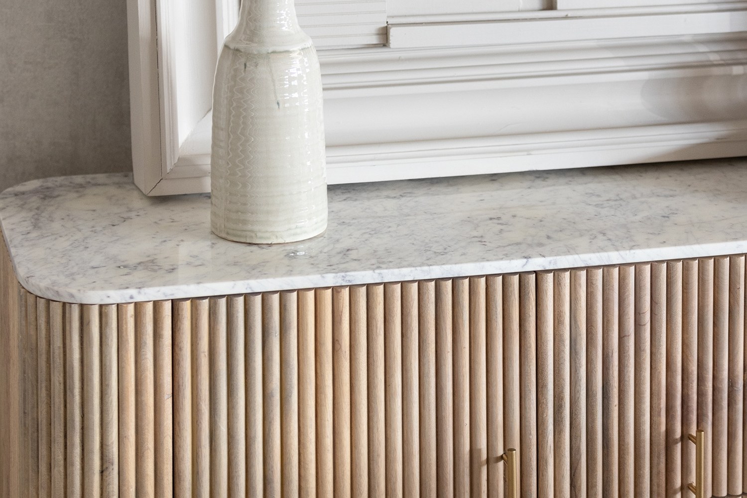 Reed Mango Wood & Marble Wide Sideboard | Furniture World