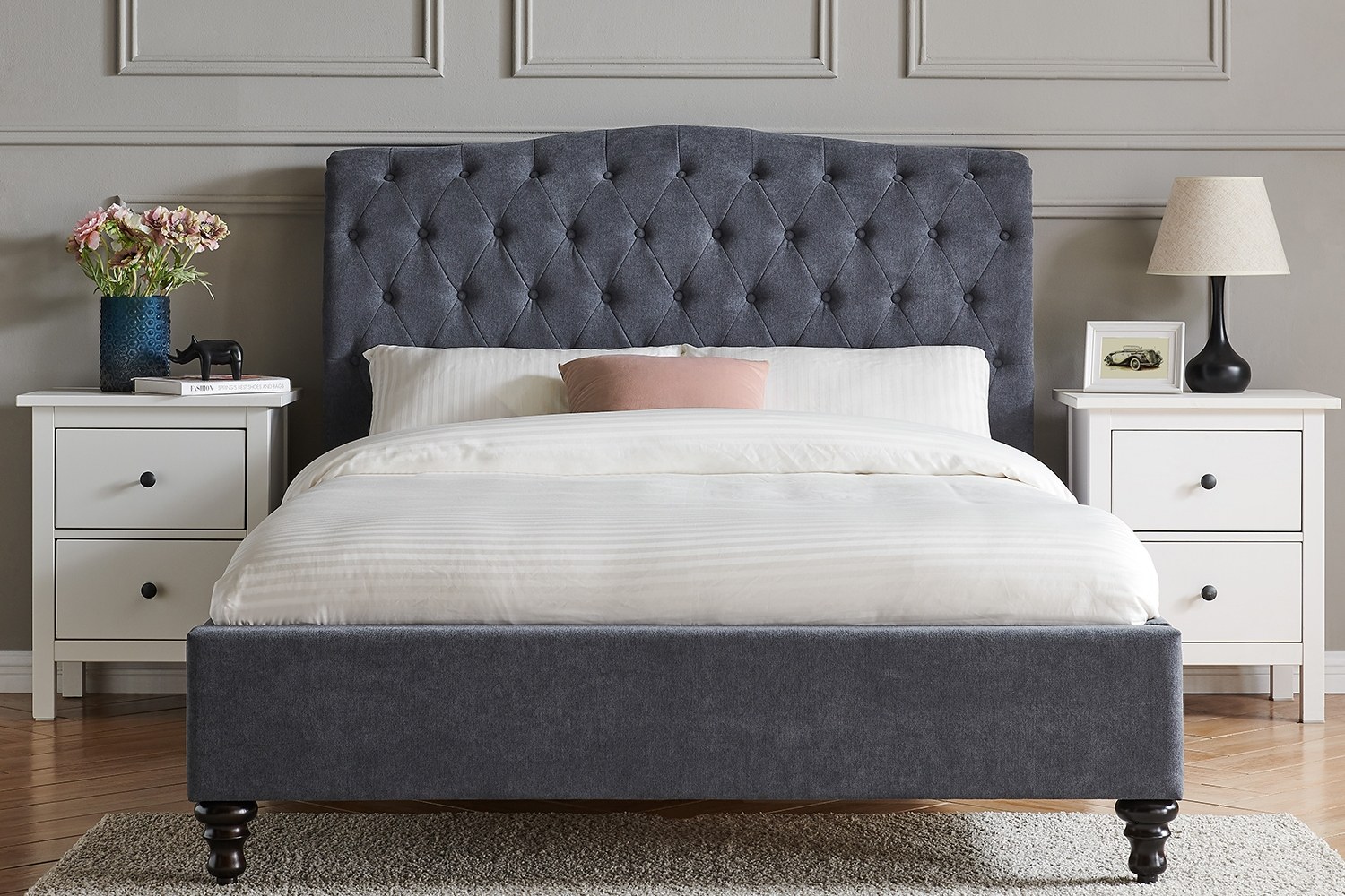 Rosalie Fabric Bed Frame in Dark Grey | Furniture World