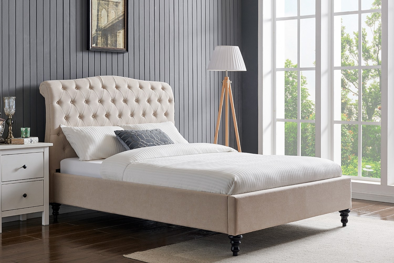 Rosalie Fabric Bed Frame in Natural | Furniture World