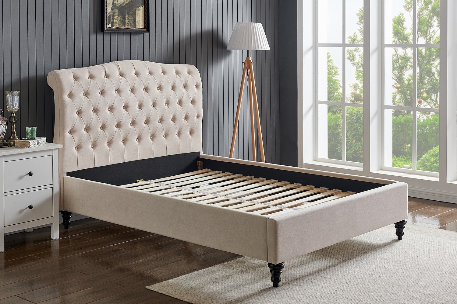 Rosalie Fabric Bed Frame in Natural | Furniture World