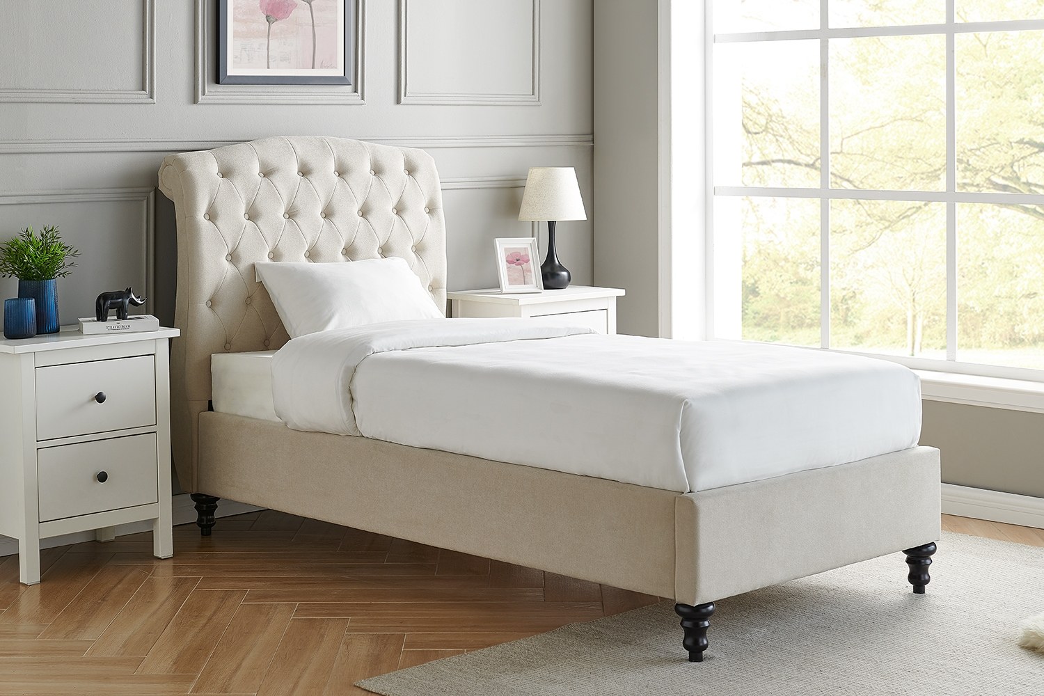 Rosalie Fabric Bed Frame in Natural | Furniture World