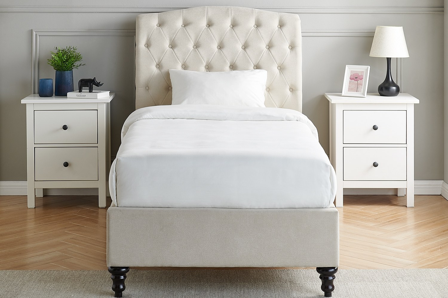 Rosalie Fabric Bed Frame in Natural | Furniture World
