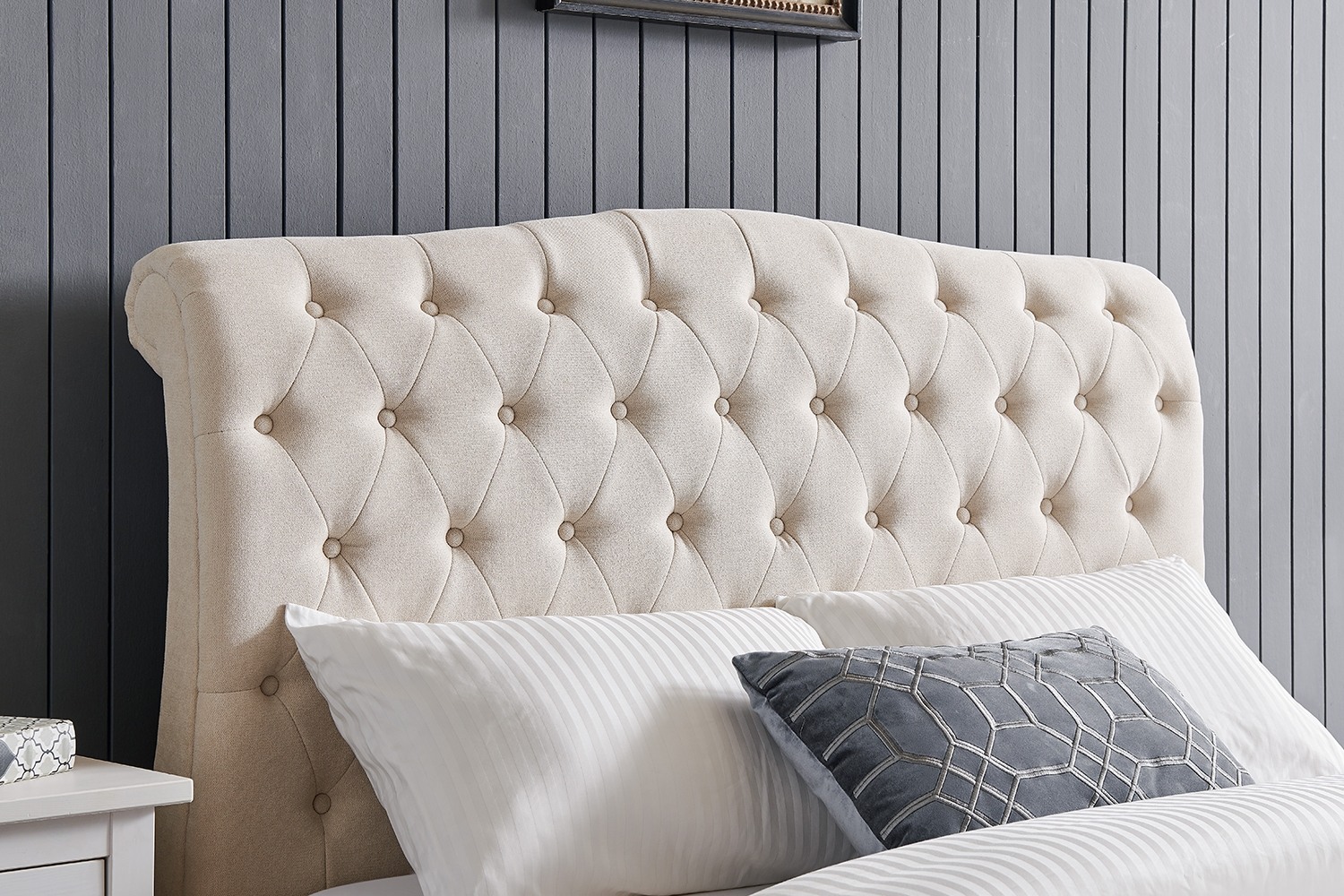 Rosalie Fabric Ottoman Storage Bed Frame in Natural - Furniture World