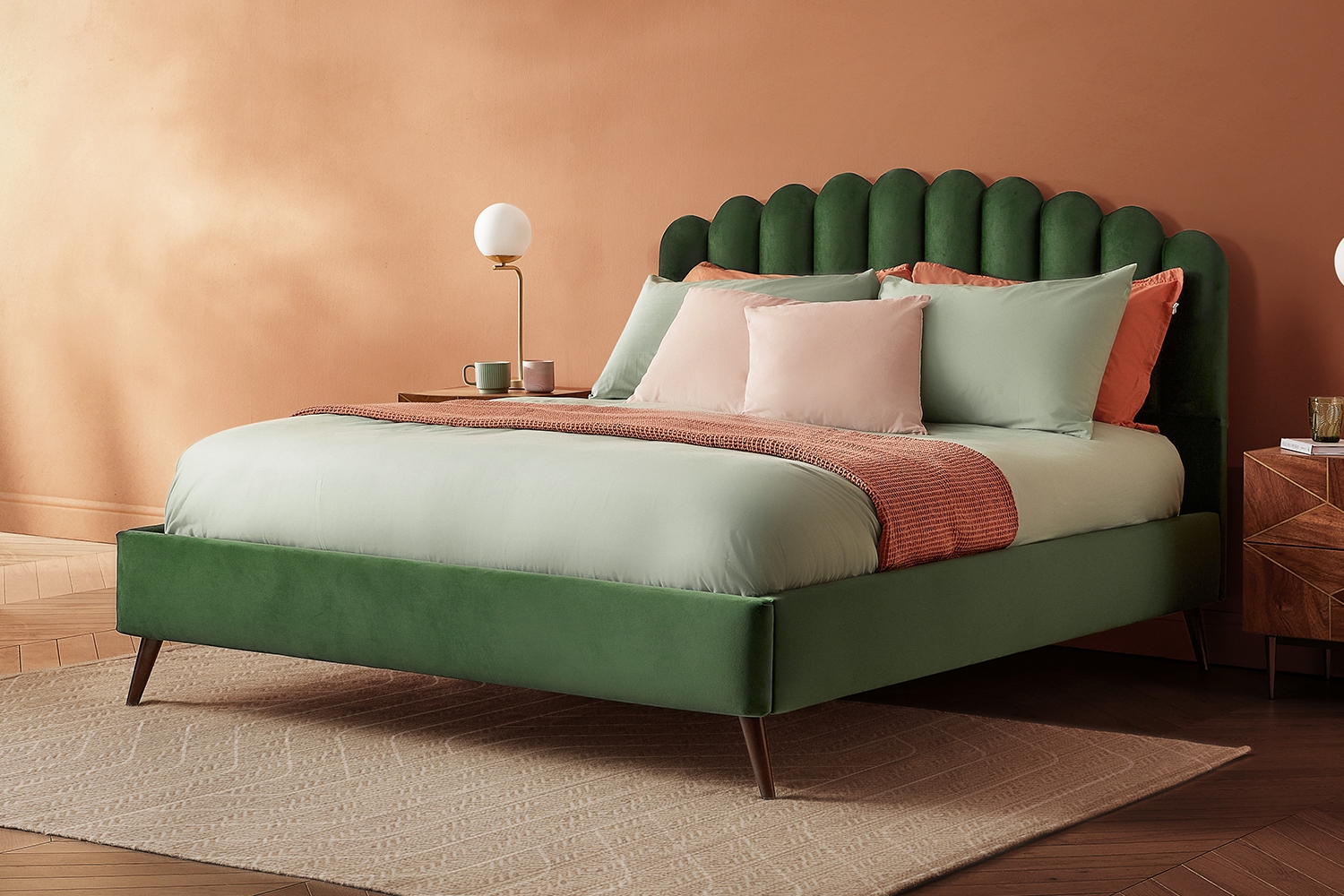 Green bed frame king store