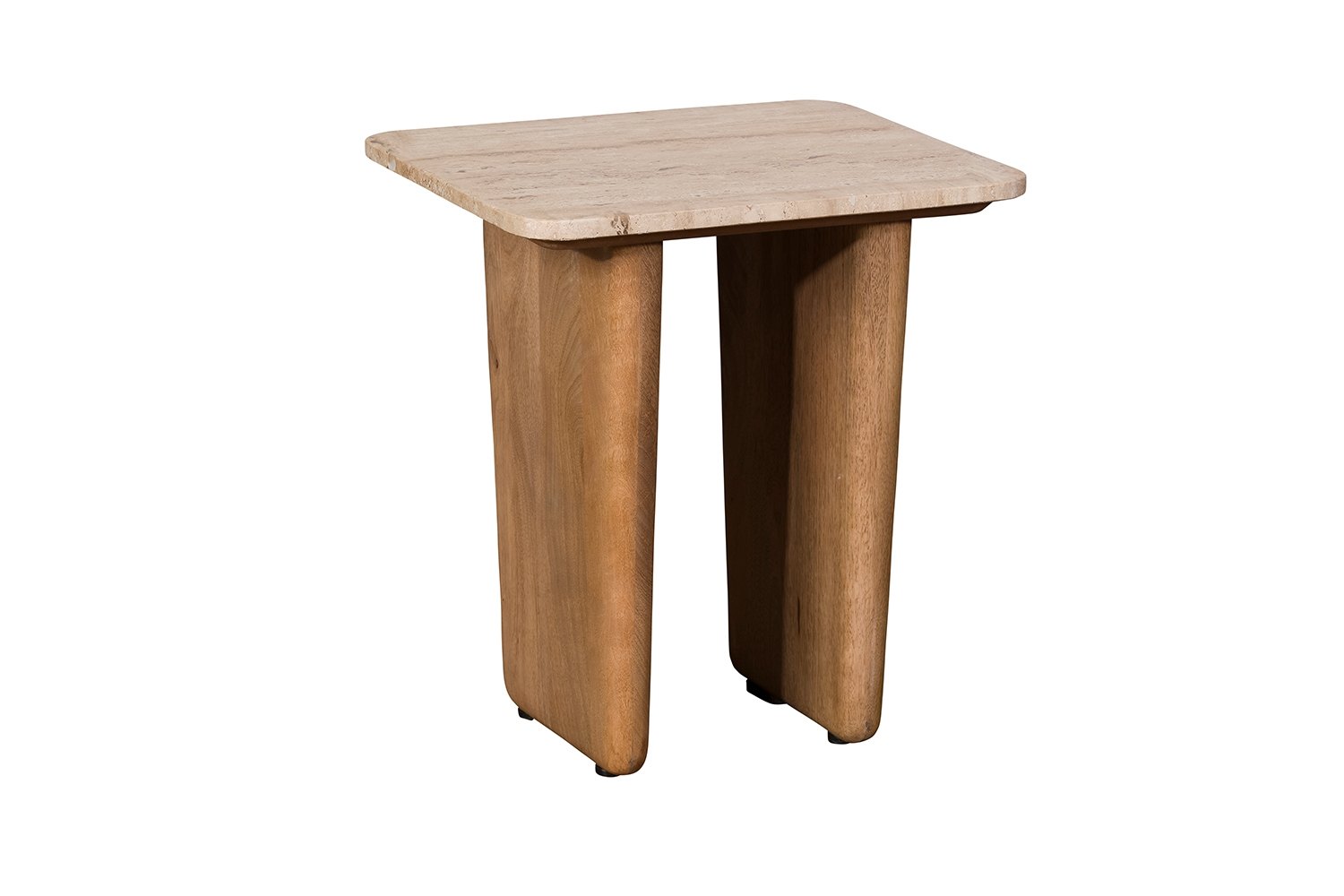 Arcadia Mango Wood Lamp Table with Travertine Tops - Furniture World