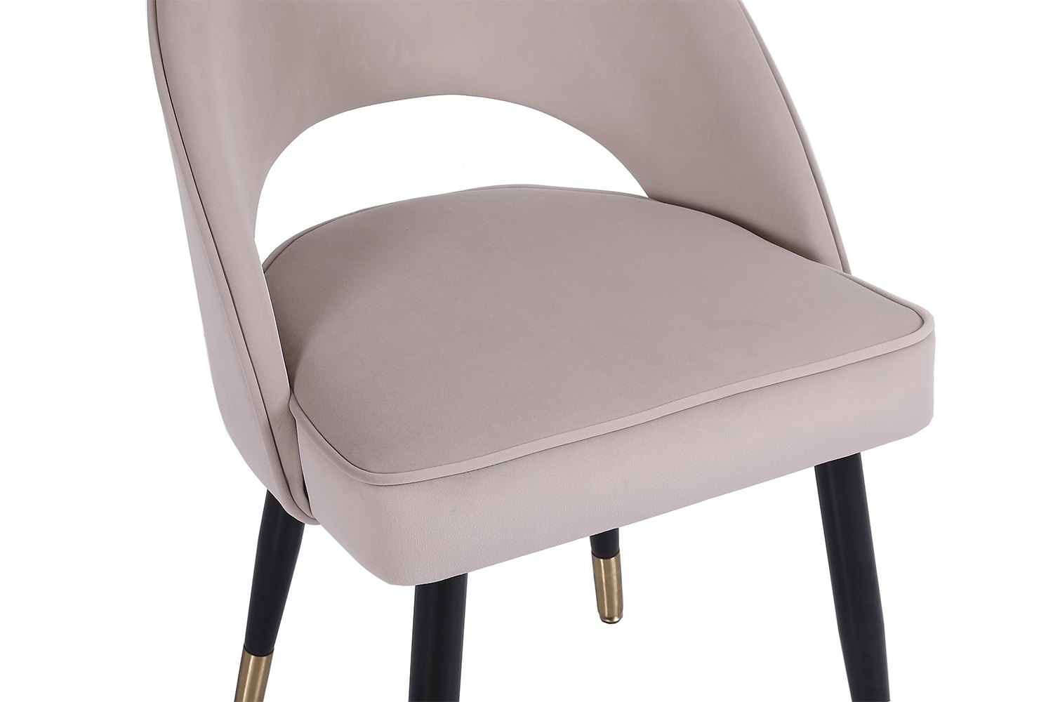 Open Curved Back Dining Chair in Taupe Velvet and Gold Tip Legs ...