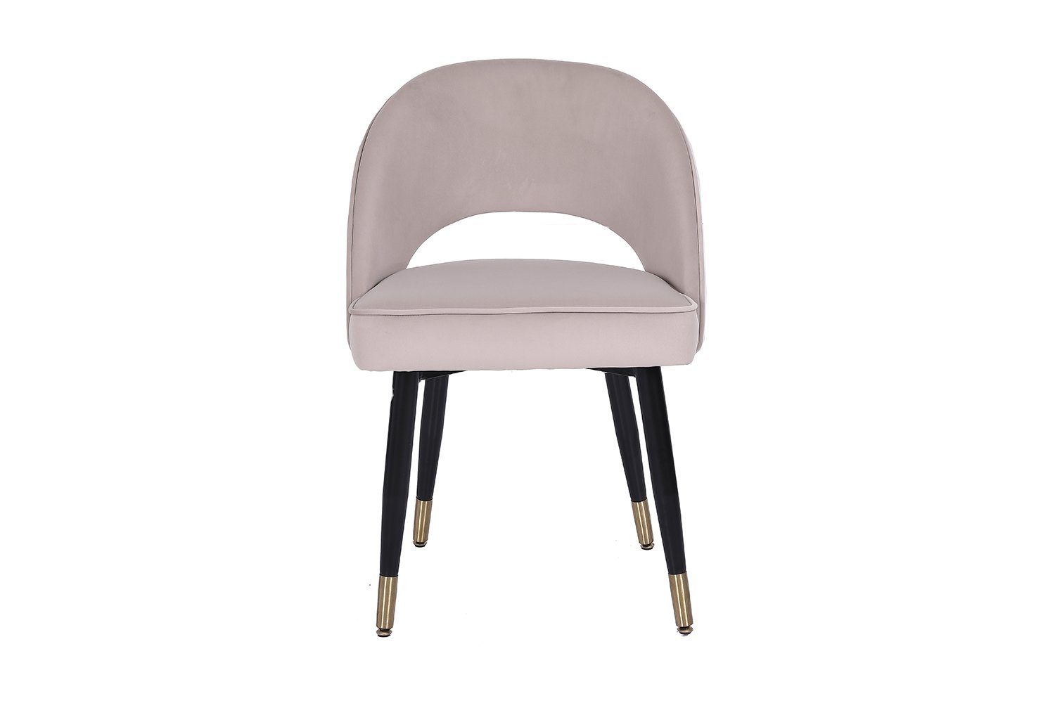 Open Curved Back Dining Chair in Taupe Velvet and Gold Tip Legs ...