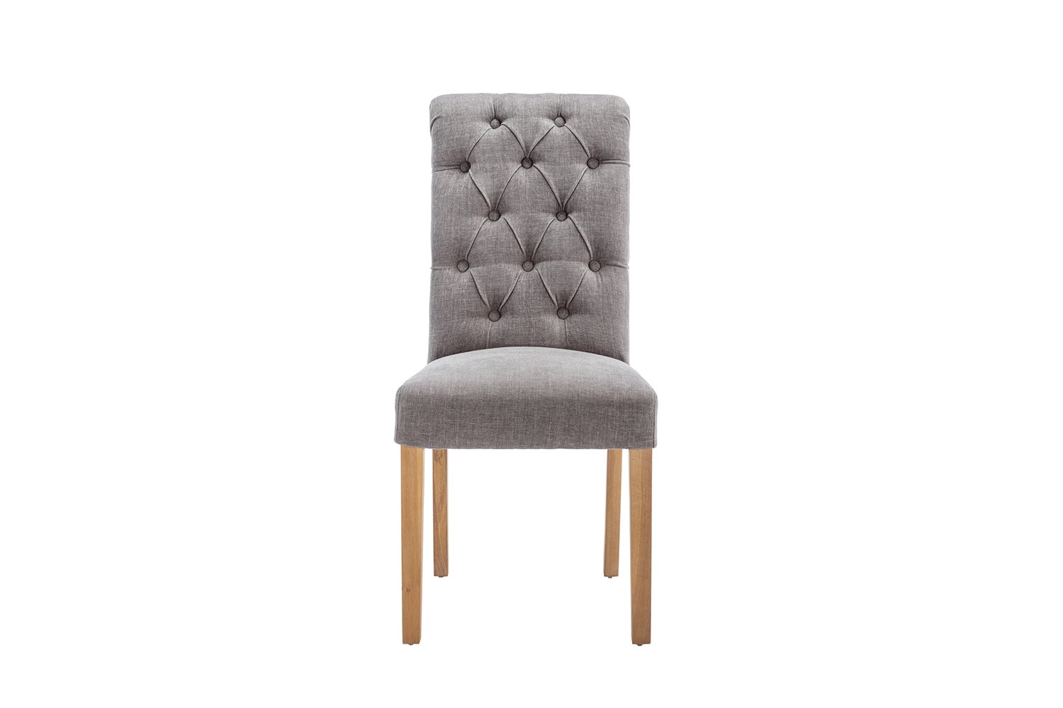 Button Back Scroll Top Dining Chair in Grey | Furniture World