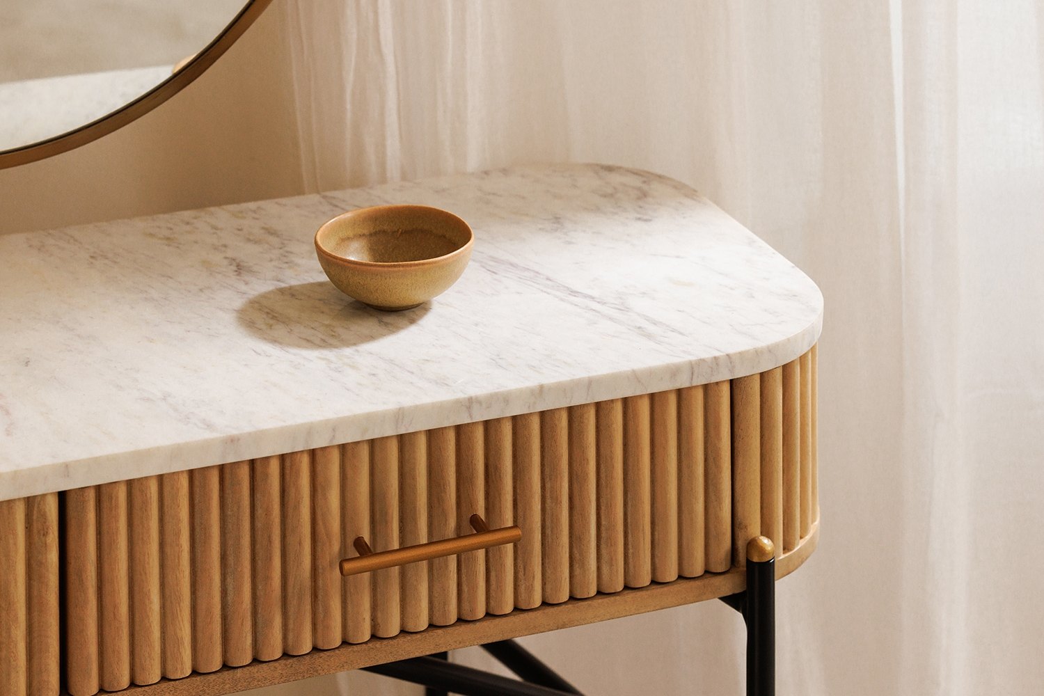 Reed Mango Wood & Marble Dressing Table | Furniture World