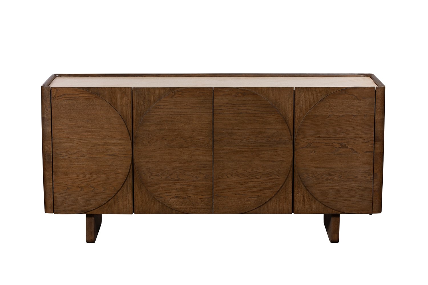 Idless Walnut Finish Wide Sideboard with Travertine IDA | Furniture World