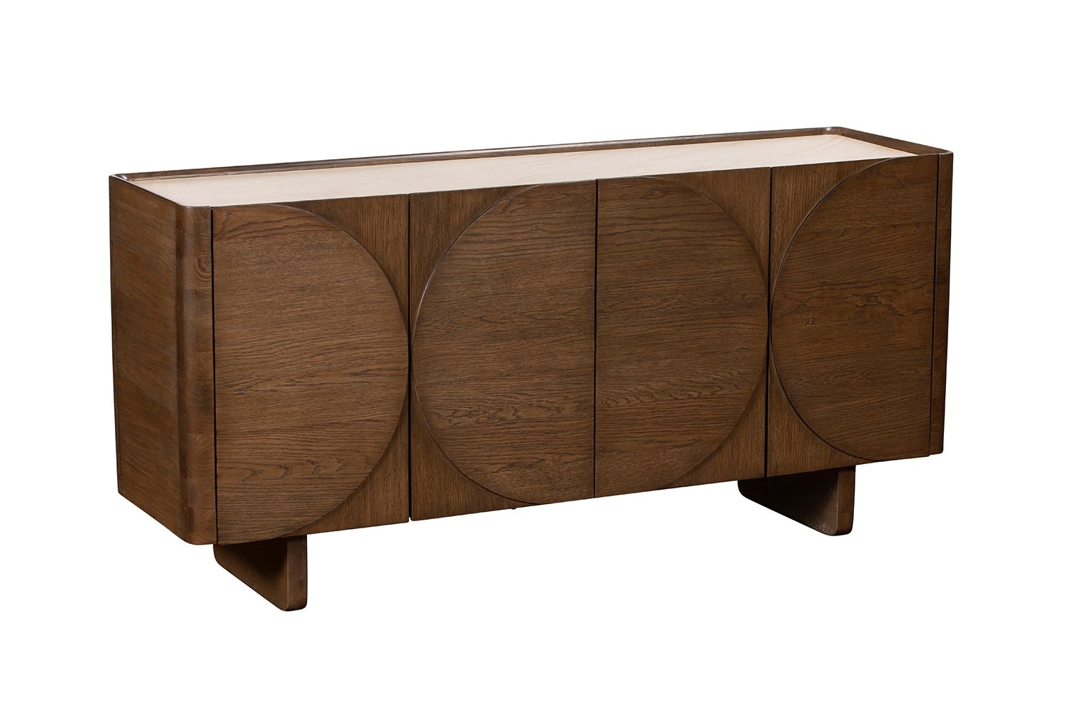 Idless Walnut Finish Wide Sideboard with Travertine IDA | Furniture World