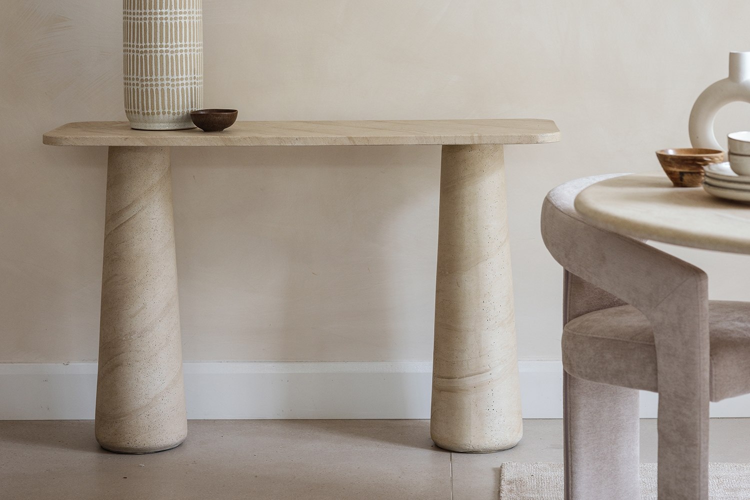 Idless Travertine Stone Console Table IDA | Furniture World