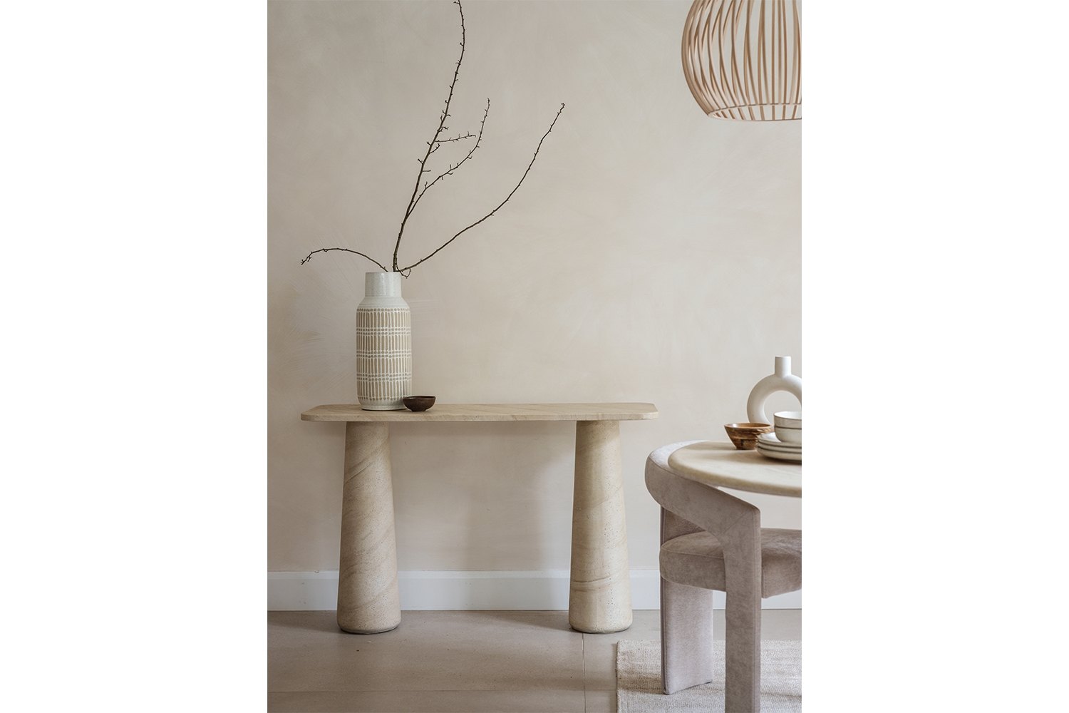 Idless Travertine Stone Console Table IDA | Furniture World