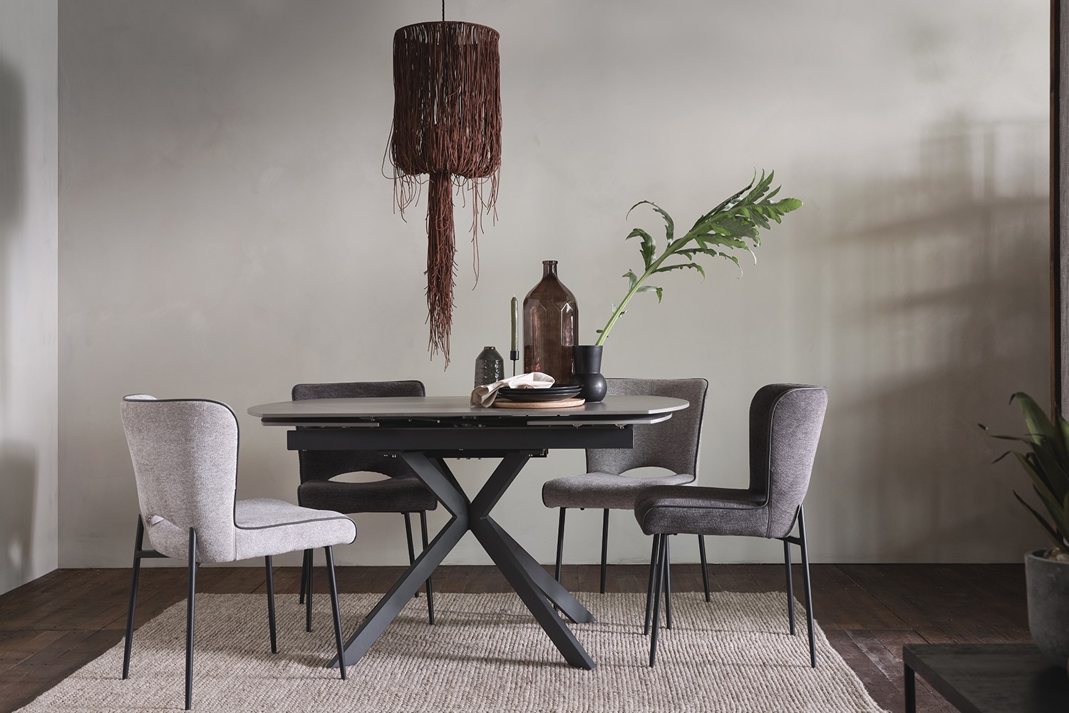 Sintered Stone 140-200cm Twist Extending Dining Table in Grey ...