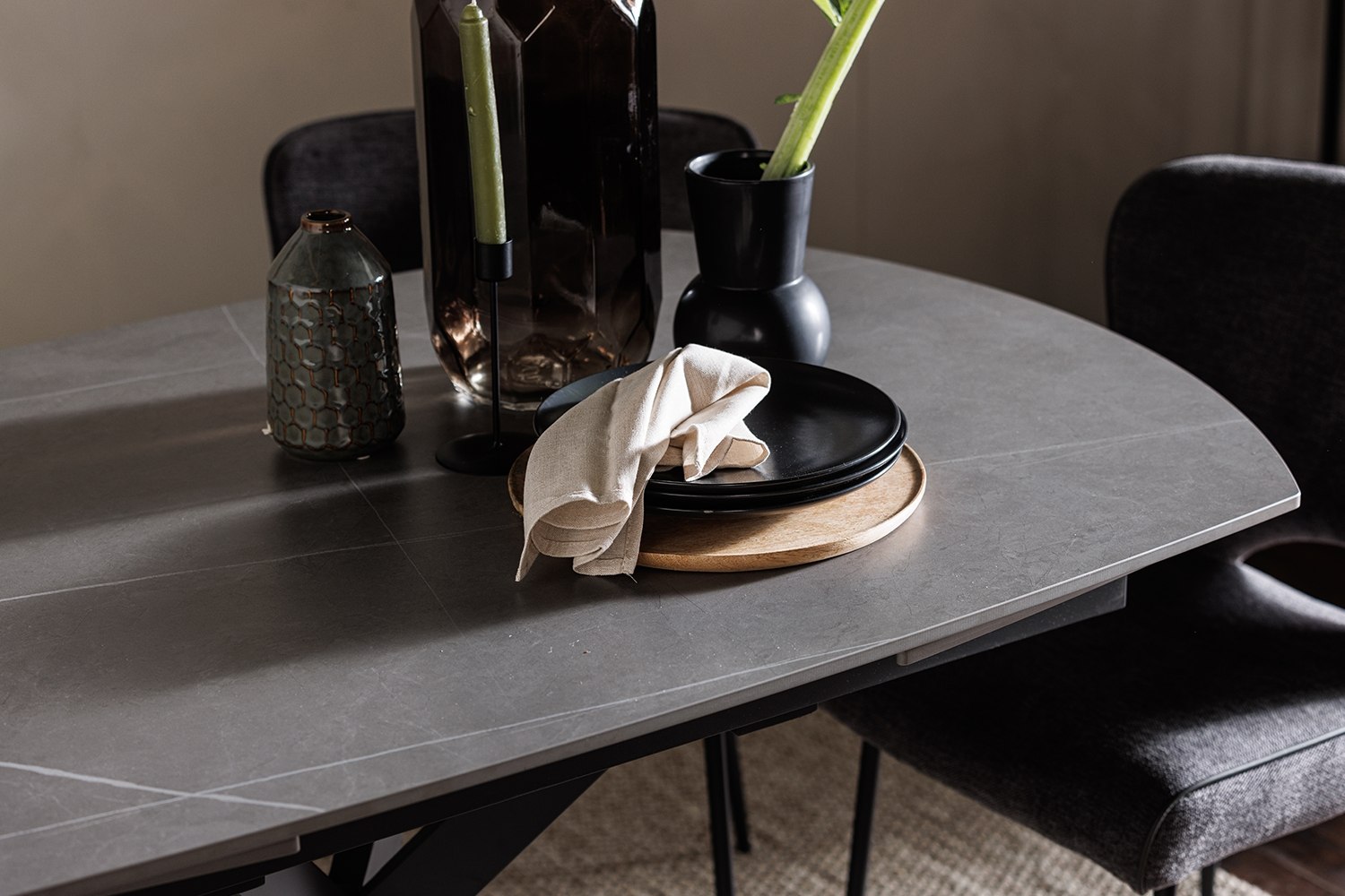 Sintered Stone 140-200cm Twist Extending Dining Table in Grey ...