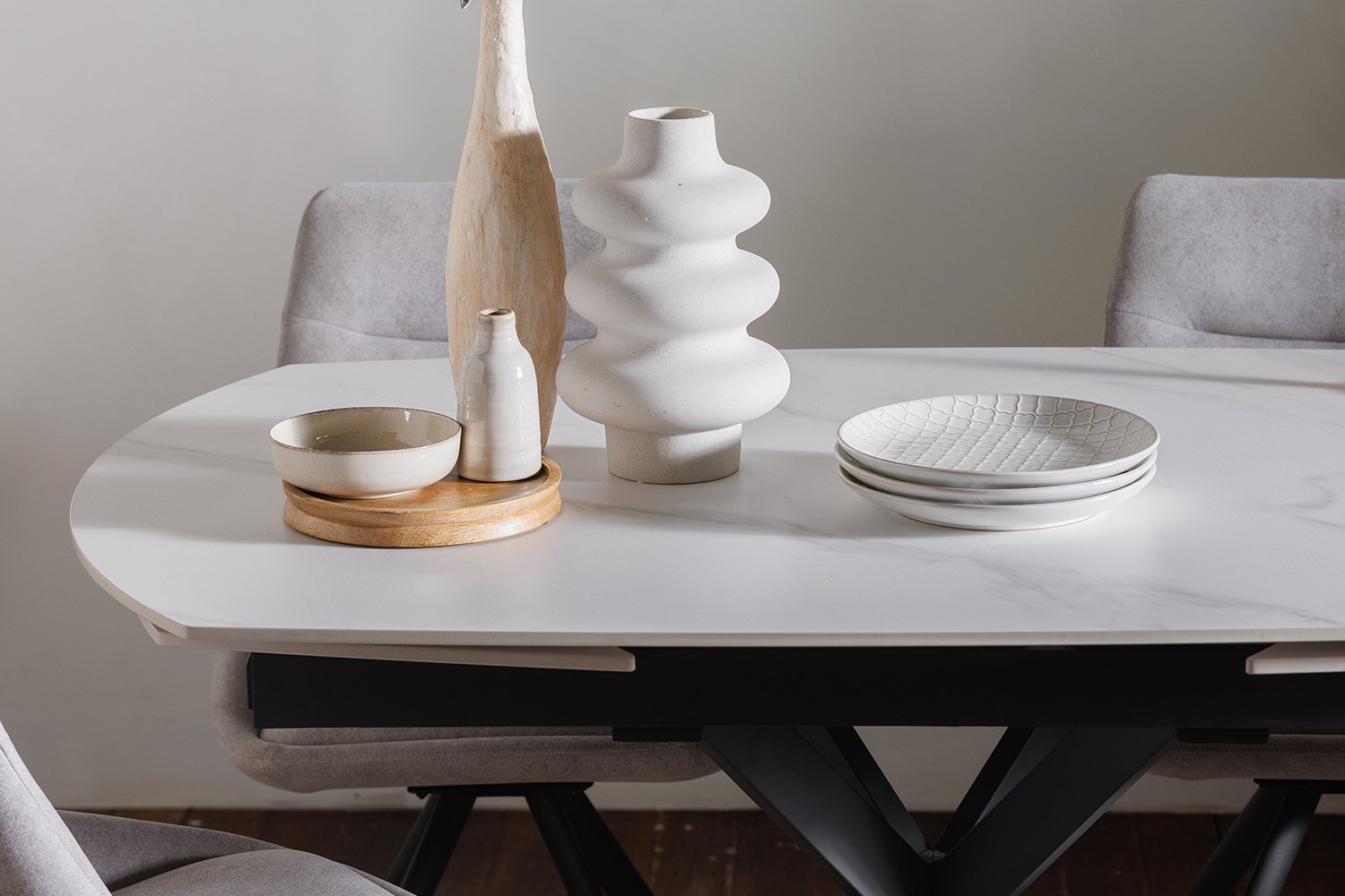 Sintered Stone 140-200cm Twist Extending Dining Table in White ...