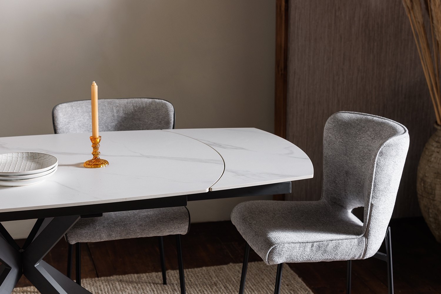 Sintered Stone 140-200cm Twist Extending Dining Table in White ...