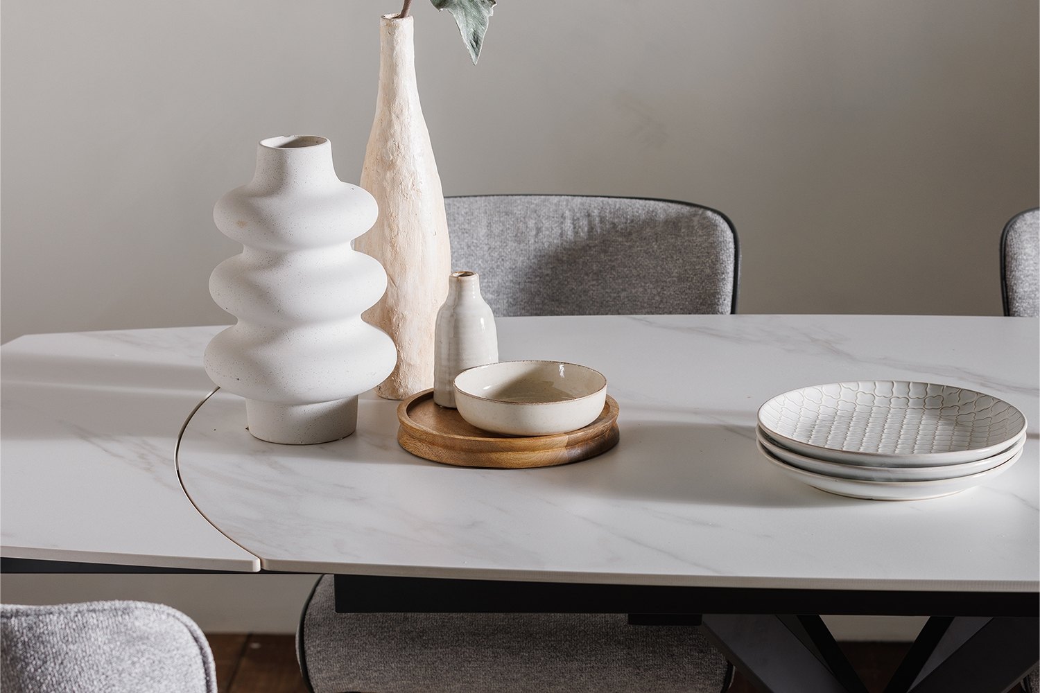 Sintered Stone 140-200cm Twist Extending Dining Table in White ...