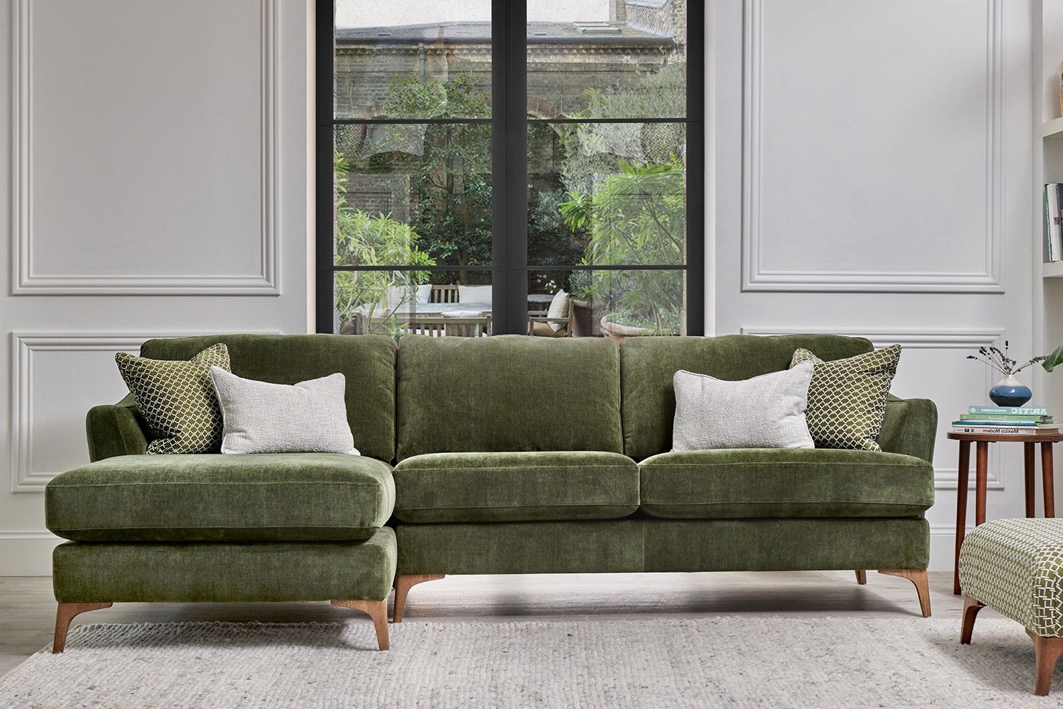 Ashwood Designs Hansson Velvet 3 Seater Chaise Sofa | Furniture World