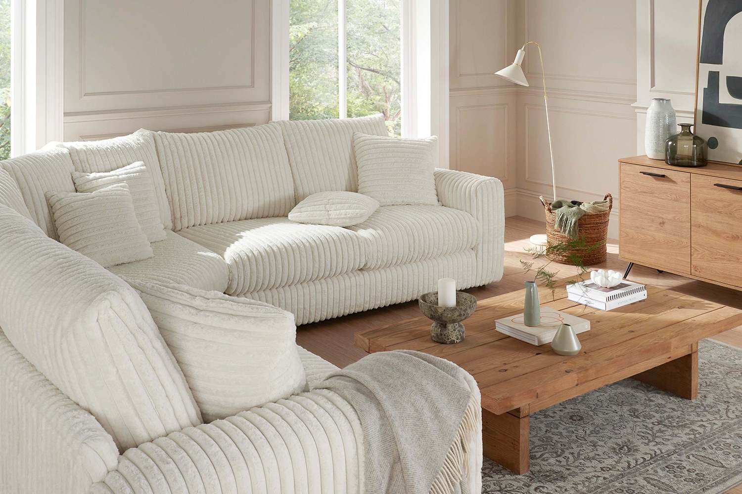 Chunky Cord Cream Large Corner Sofa Group | Furniture World