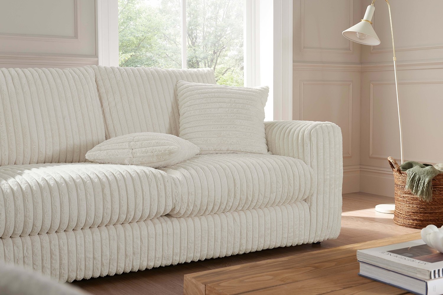 Chunky Cord Cream Right Hand Facing 2 Seater Sofa Unit | Furniture World