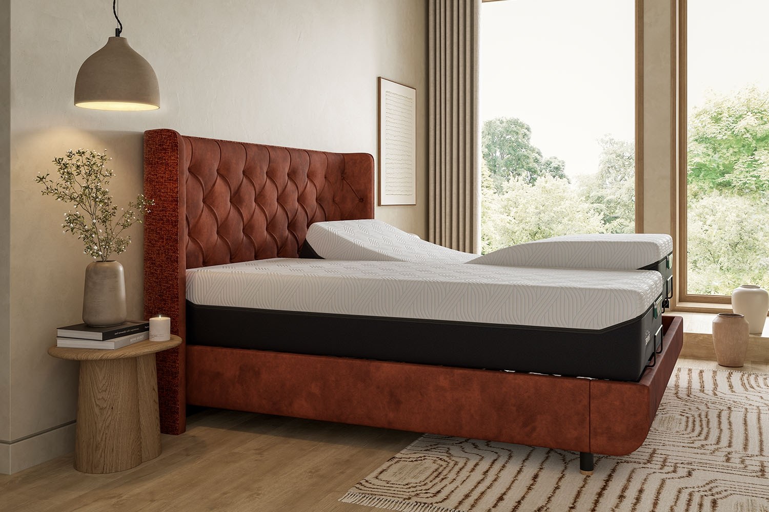 TEMPUR® Arc Adjustable Disc Bed Frame with Luxury Headboard | Furniture ...