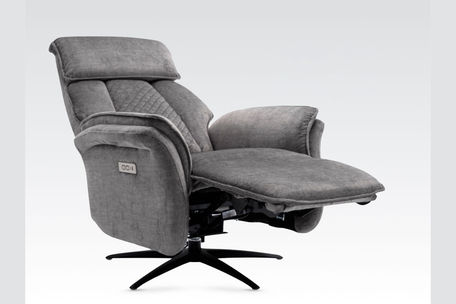 Evo Soft Touch Fabric 360 Swivel Dual Motor Electric Recliner Chair in ...