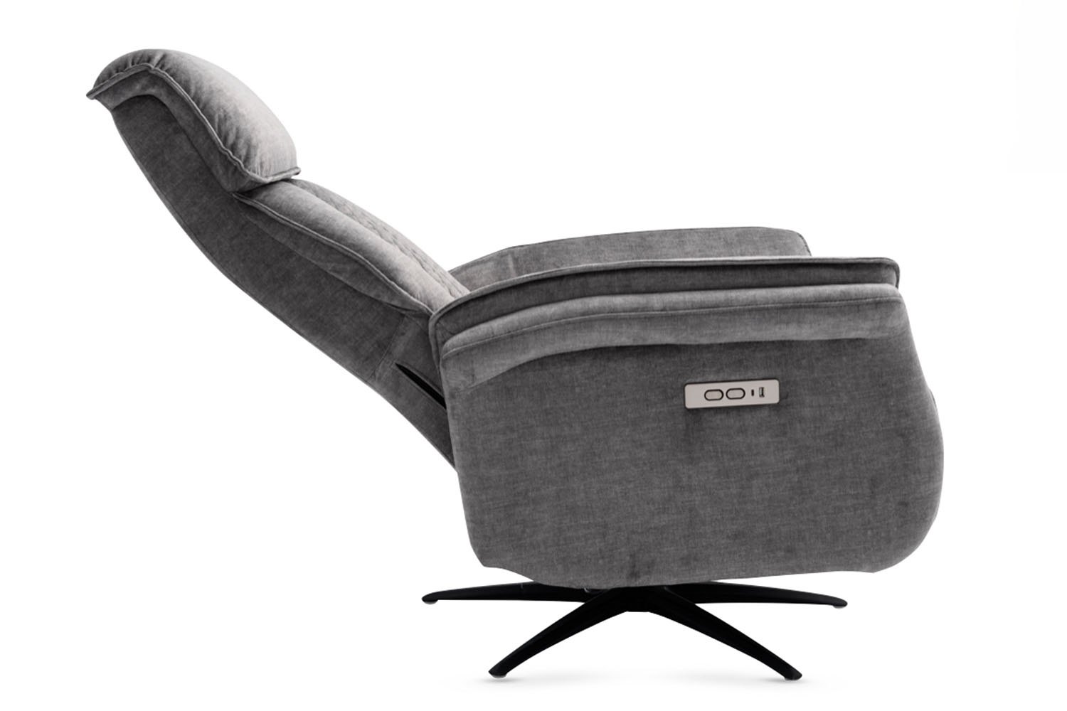 Evo Soft Touch Fabric 360 Swivel Dual Motor Electric Recliner Chair in ...