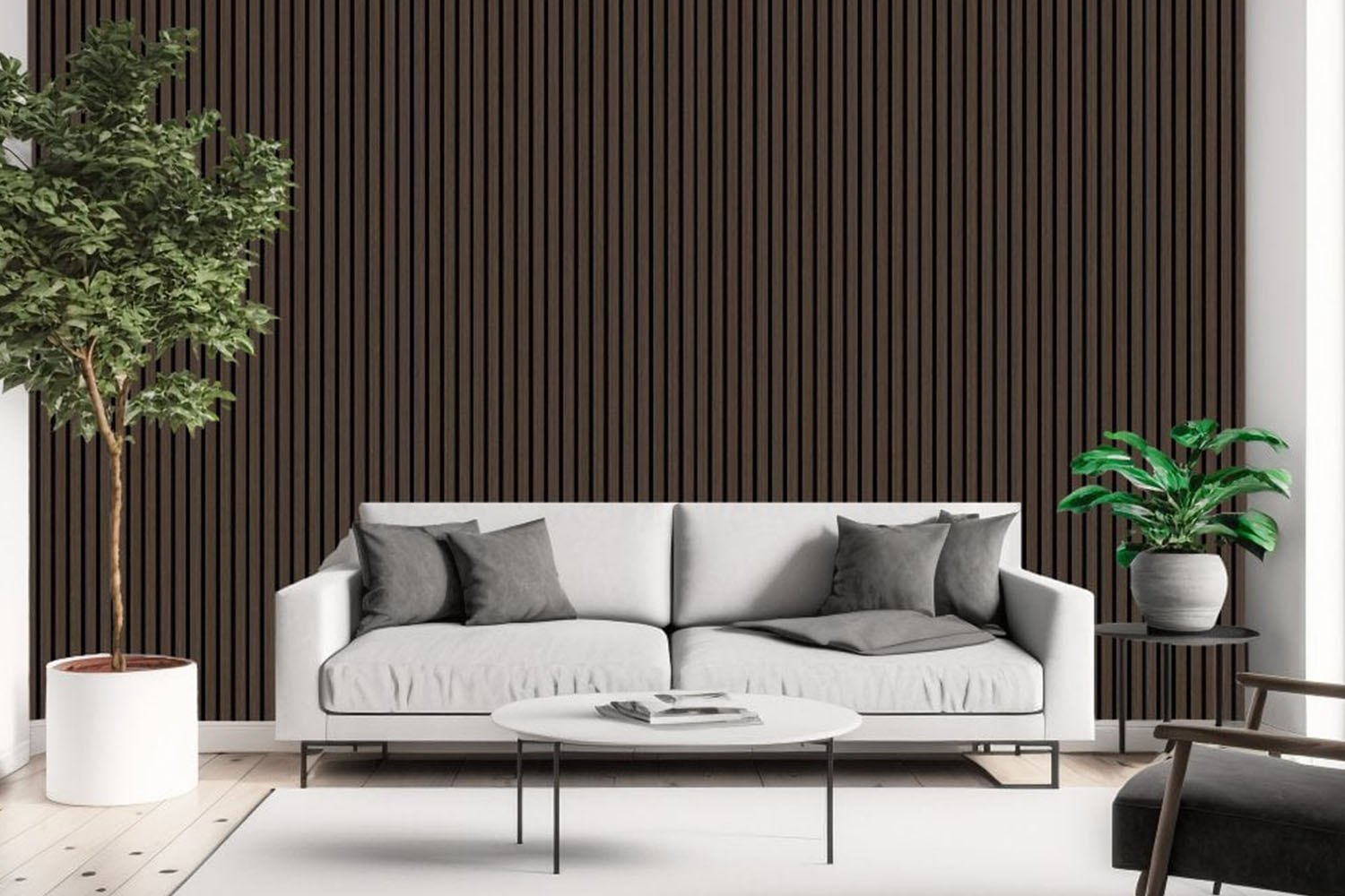 Pack of 2 - Dark Oak Decorative Acoustic Slat Wall Panel - 2400mm x ...