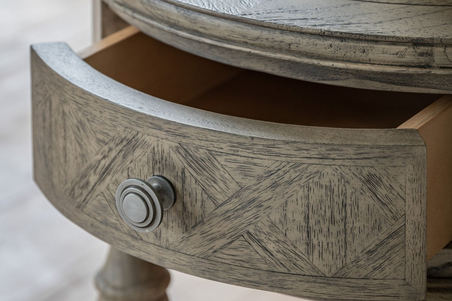 Gallery Direct Rustique French Colonial Round 1 Drawer Side Table ...