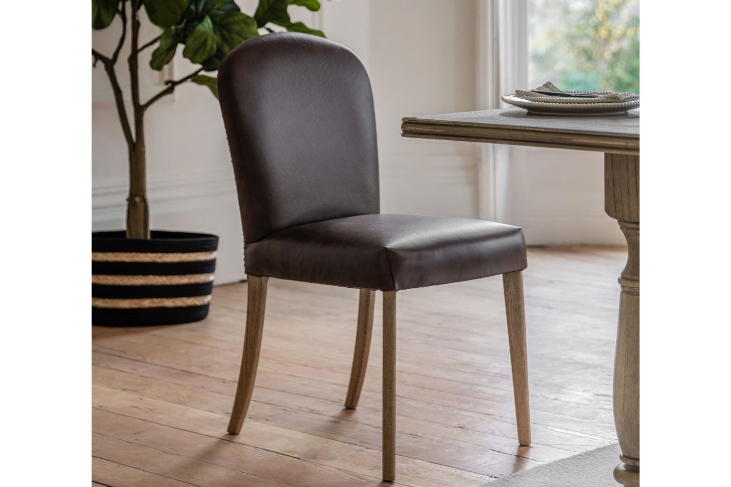 Gallery Direct Hinton Brown Leather Dining Chair - Furniture World