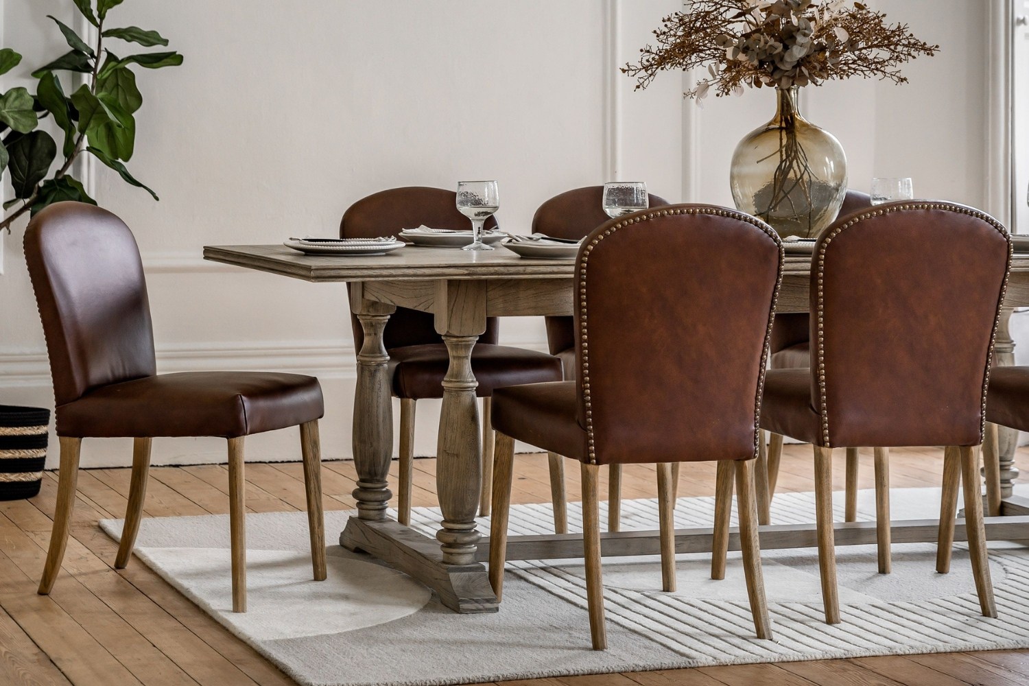 Gallery Direct Hinton Brown Leather Dining Chair - Furniture World