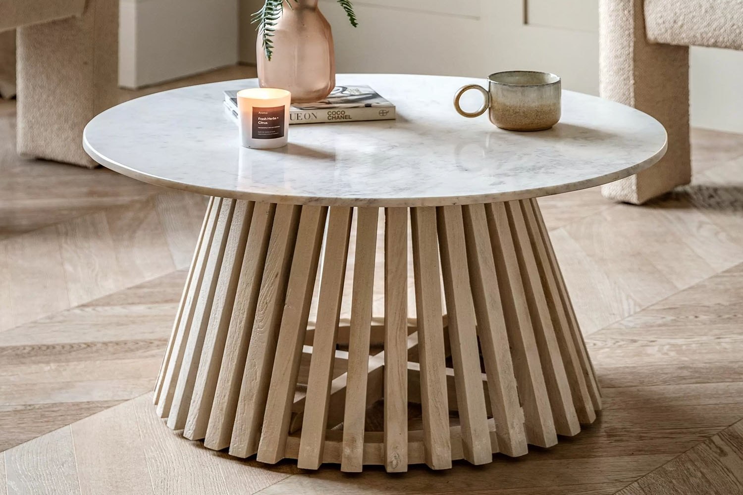 Gallery Direct Soho Mango Wood Coffee Table with Marble Top | Furniture ...