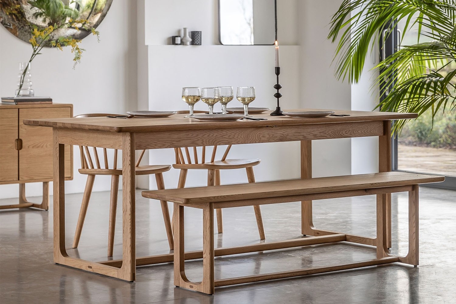 Gallery Direct Craft Natural Oak Extending Dining Table Set & 6 Chairs ...
