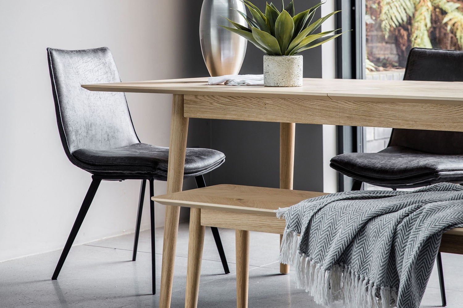 Gallery Direct Set of 2 Hinks Dining Chairs in Grey Leather | Furniture ...