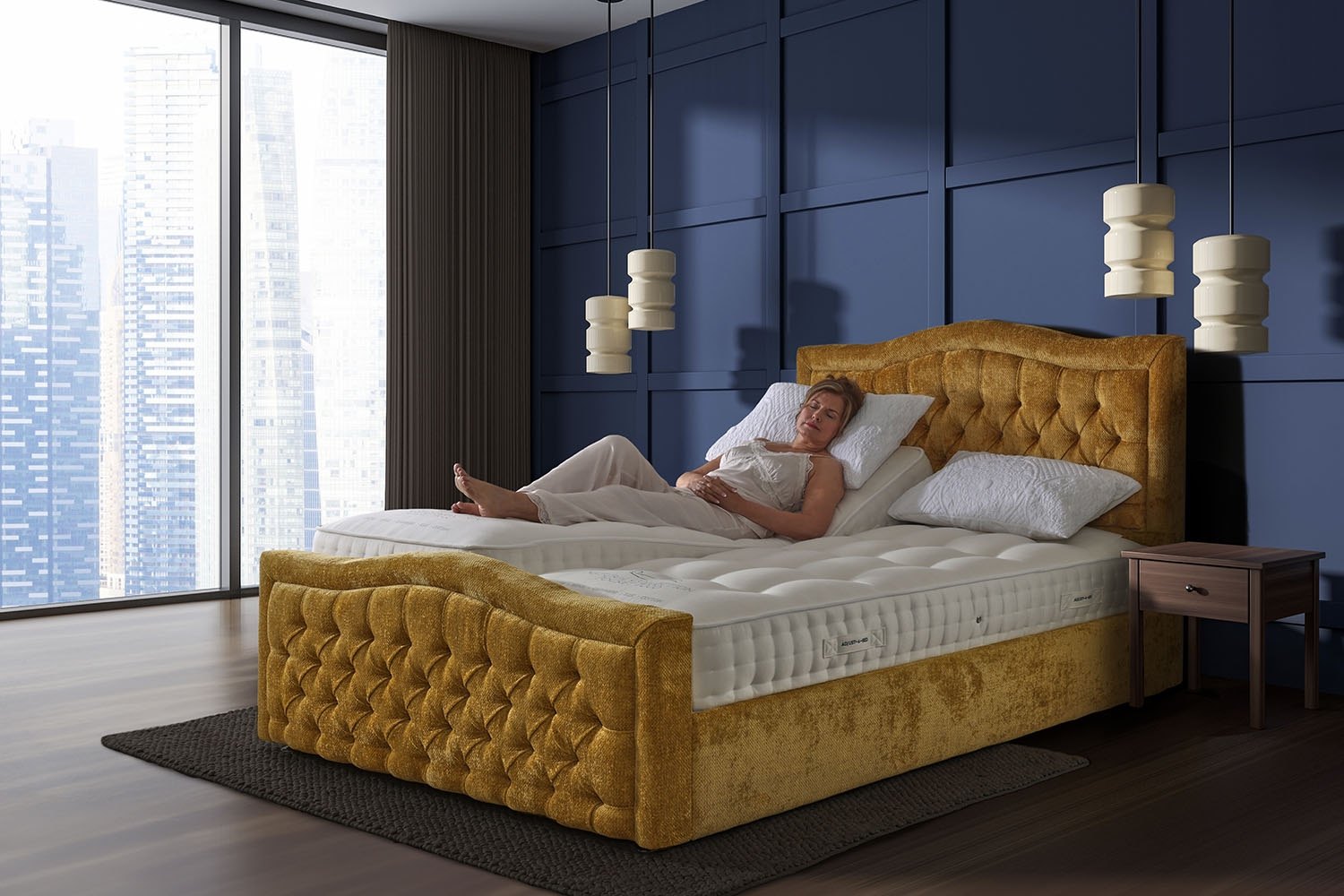 Adjust-A-Bed Natural 7000 Electric Adjustable Divan Bed with Lifestyle ...