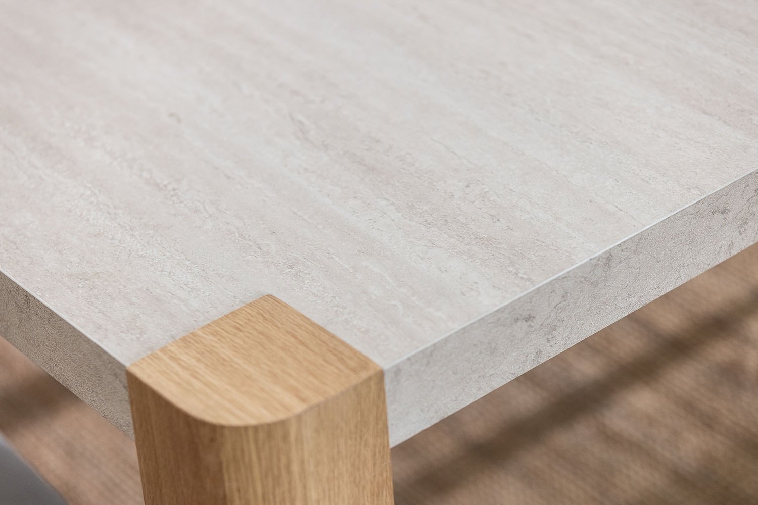 Arlo Natural Oak Side Table with Travertine Ceramic Top | Furniture World