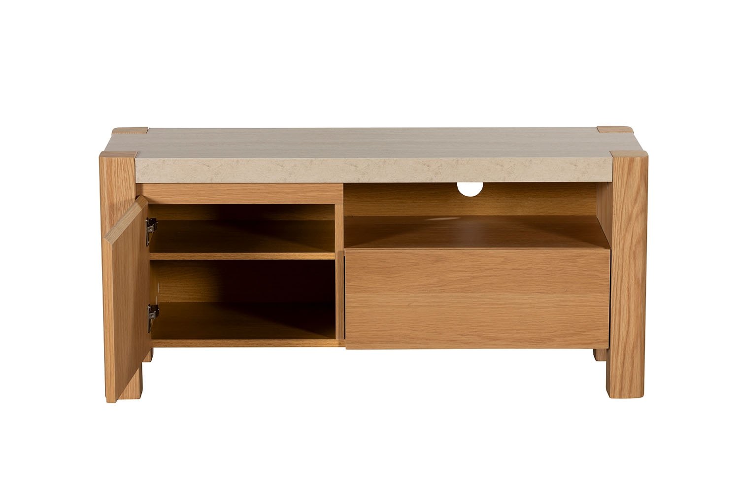 Arlo Natural Oak TV Unit with Travertine Ceramic Top | Furniture World