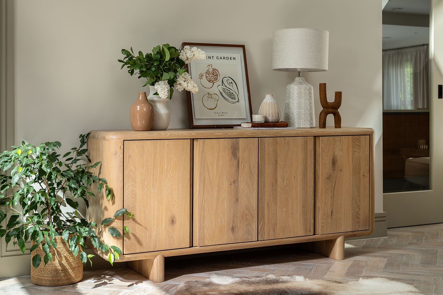 Flynn Natural Oak Wide Sideboard | Furniture World