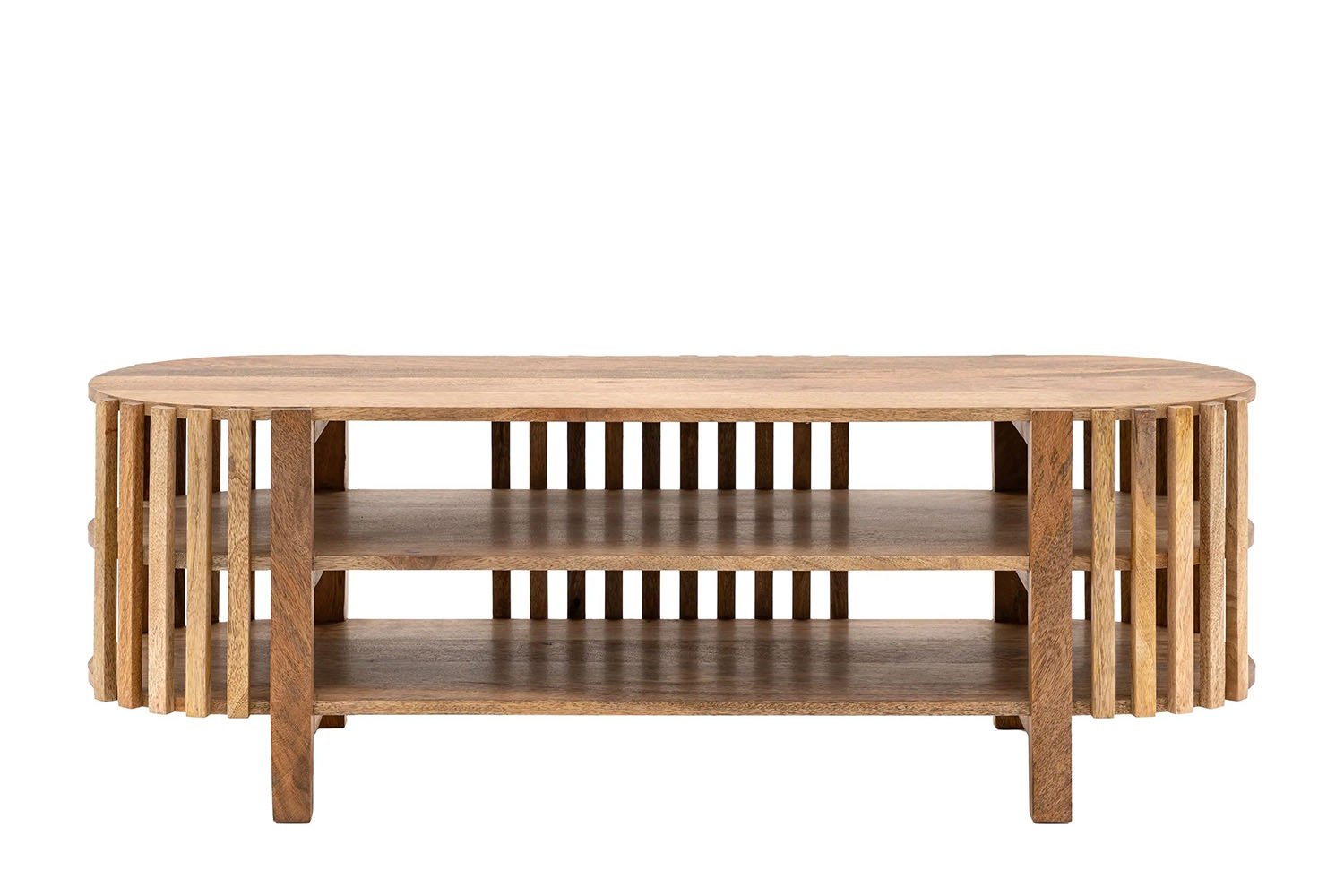 Gallery Direct Voss Mango Wood Slatted Media TV Unit | Furniture World