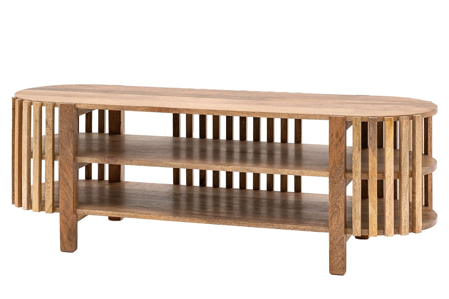 Gallery Direct Voss Mango Wood Slatted Media TV Unit | Furniture World