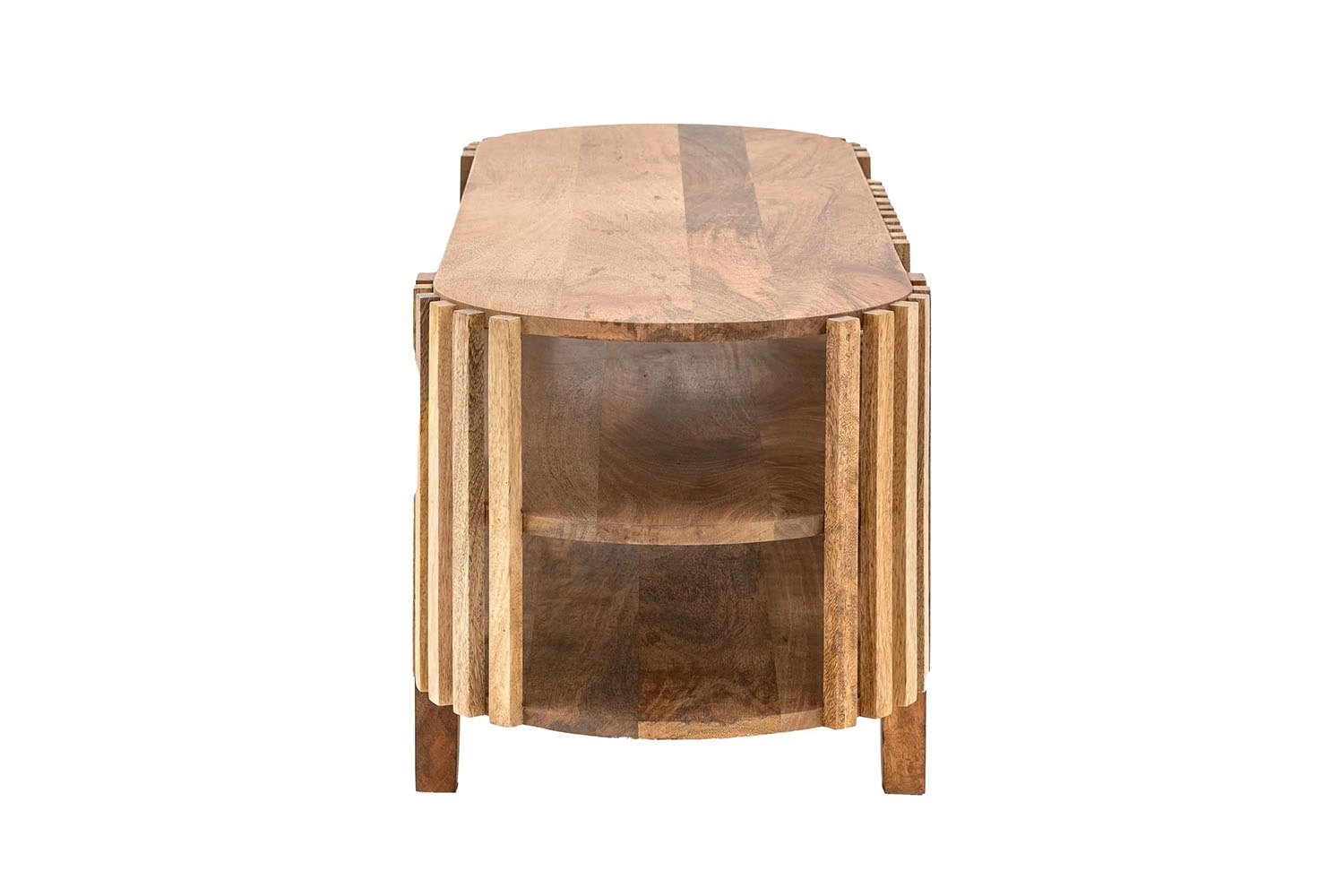 Gallery Direct Voss Mango Wood Slatted Media TV Unit | Furniture World