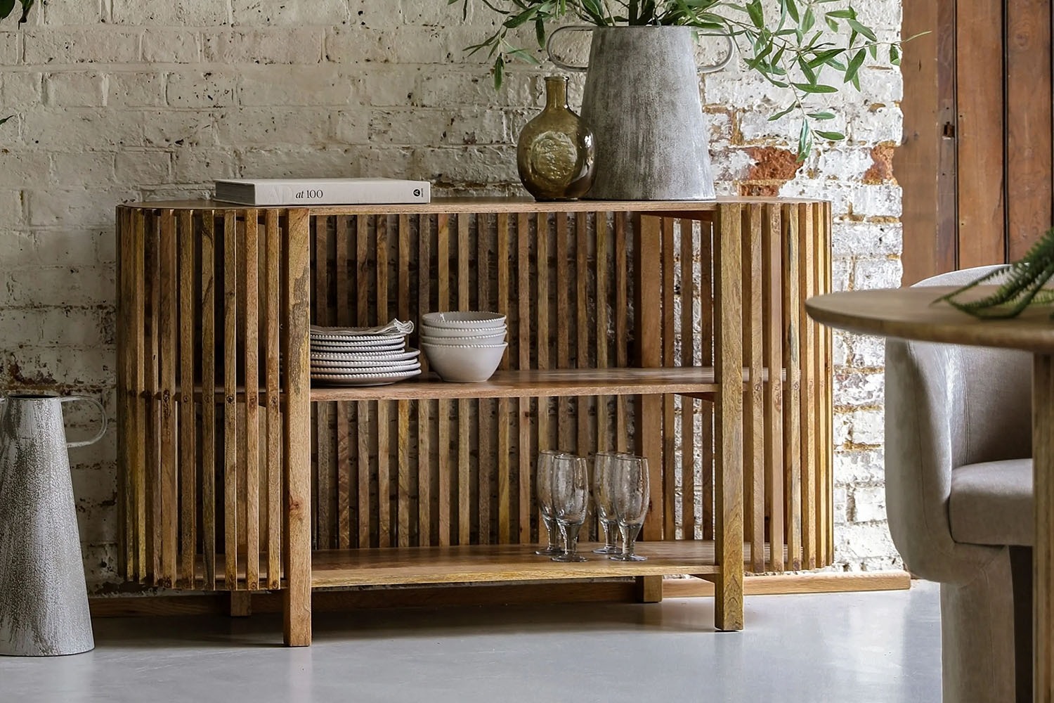 Gallery Direct Voss Mango Wood Slatted Sideboard Console Table ...