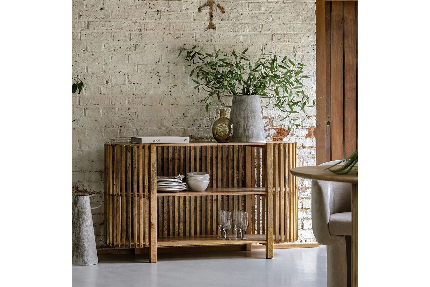 Gallery Direct Voss Mango Wood Slatted Sideboard Console Table ...