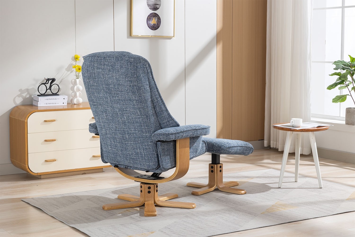 GFA Sardinia Swivel Recliner Leather & Fabric Chair & Stool | Furniture ...
