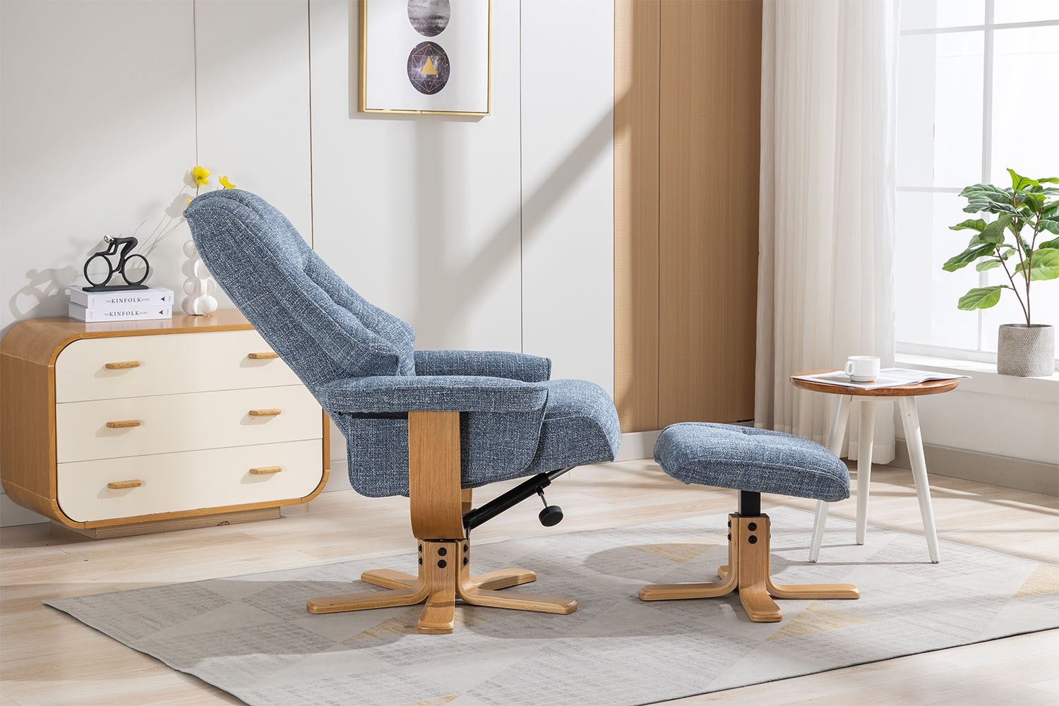 GFA Sardinia Swivel Recliner Leather & Fabric Chair & Stool | Furniture ...