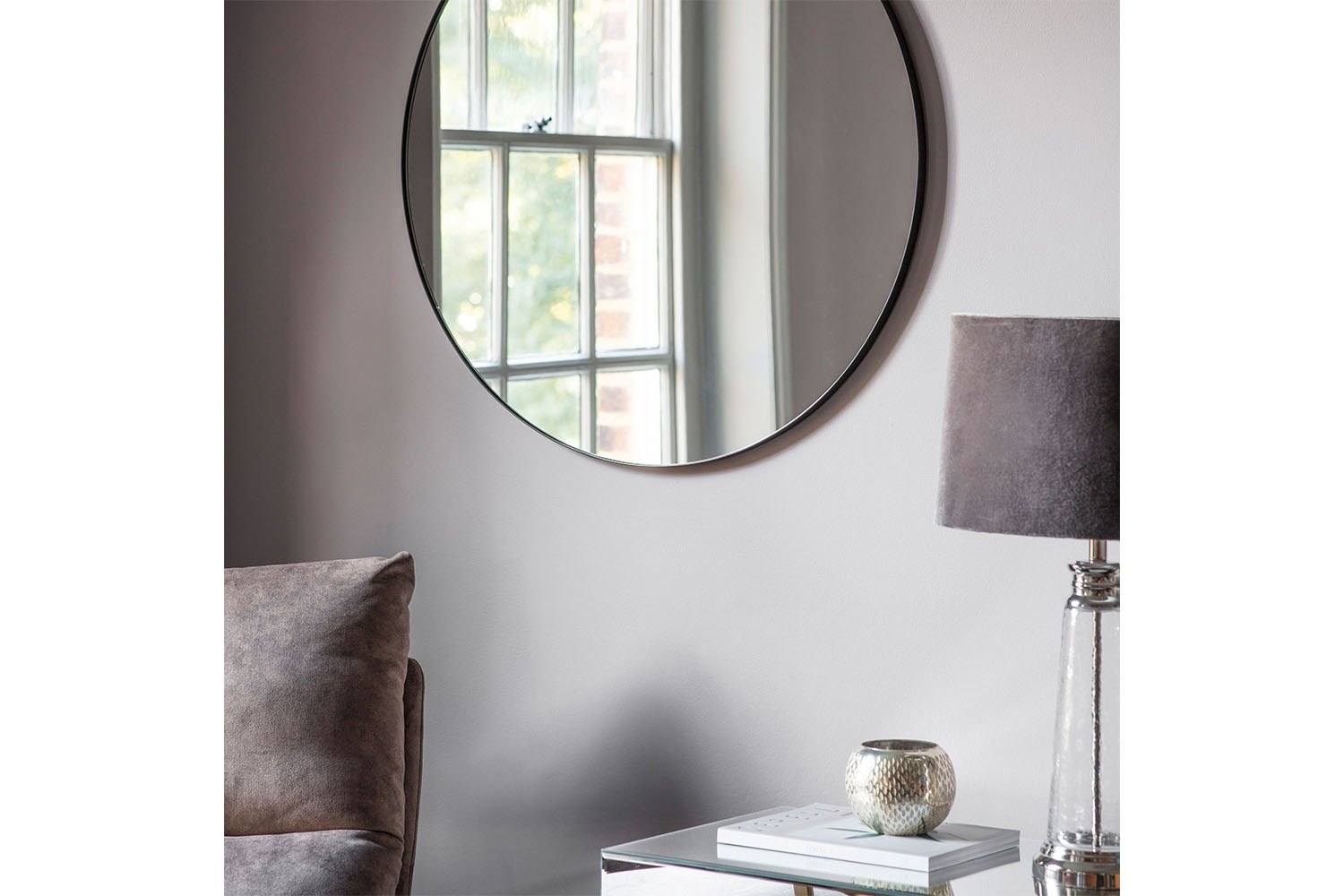 Gallery Direct Bowie Round Mirror Black 800x800mm | Furniture World