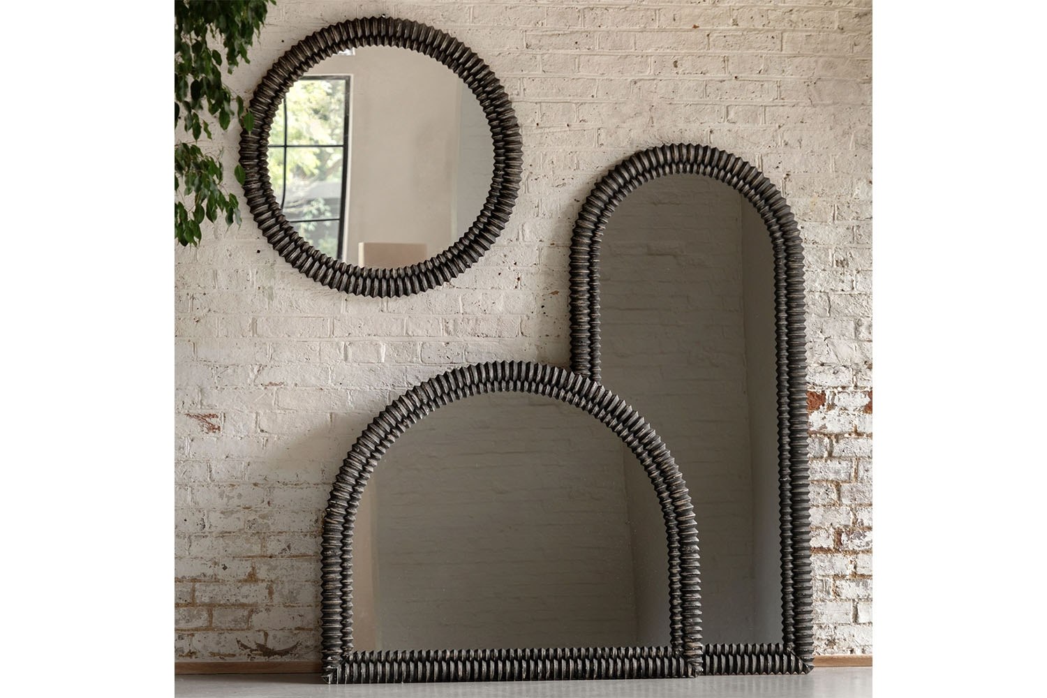 Gallery Direct Pimlico Round Mirror Black Wash 900mm | Furniture World