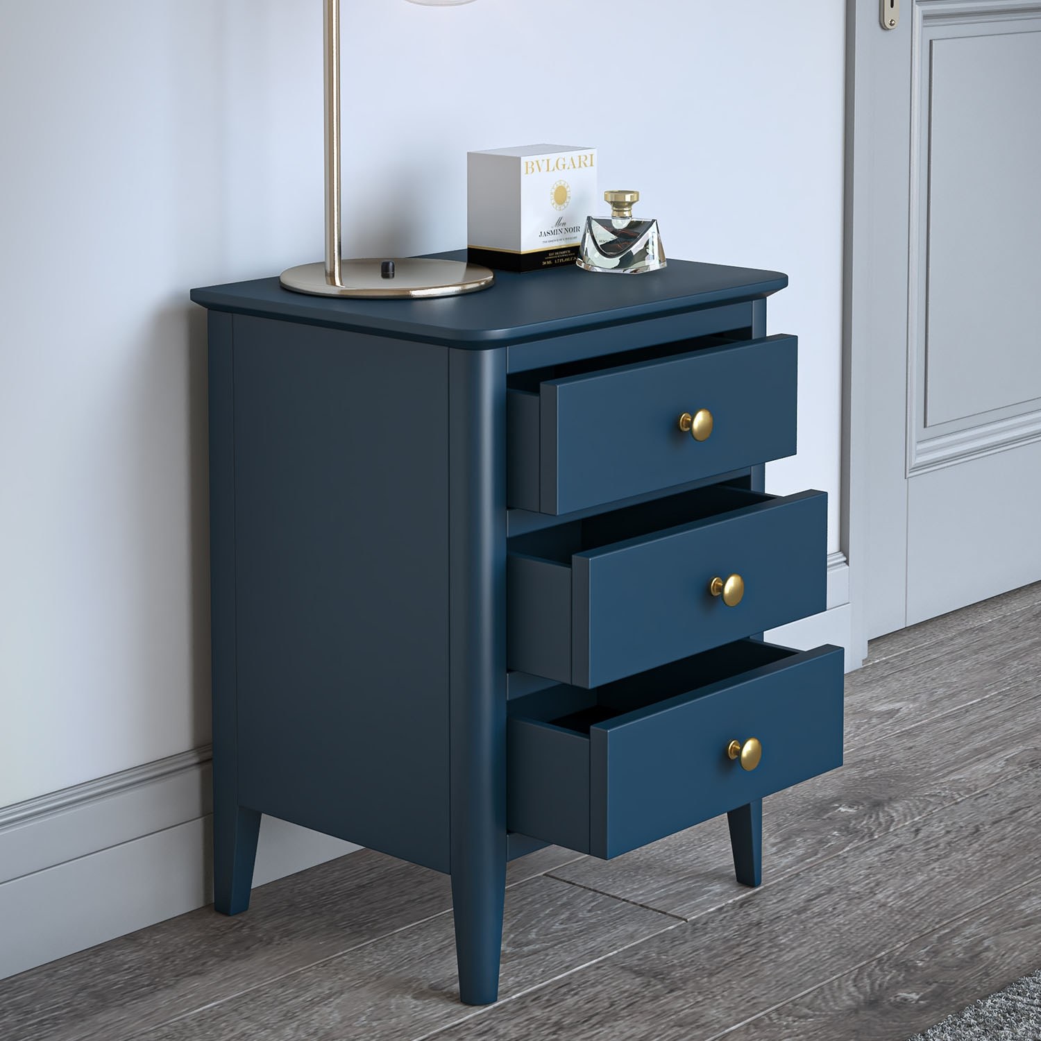 Harrogate Painted Blue Bedside Table | Furniture World