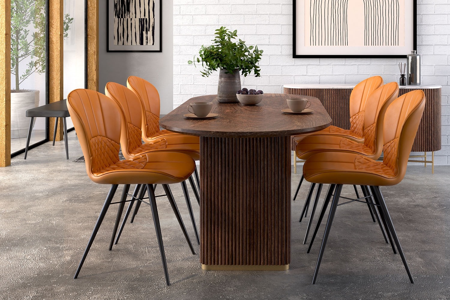 Harvard Milo Reeded Mango Wood Oval Dining Table | Furniture World